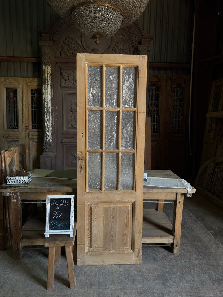 9 Lite Antique Glass Single Door - 26.25x82 J491