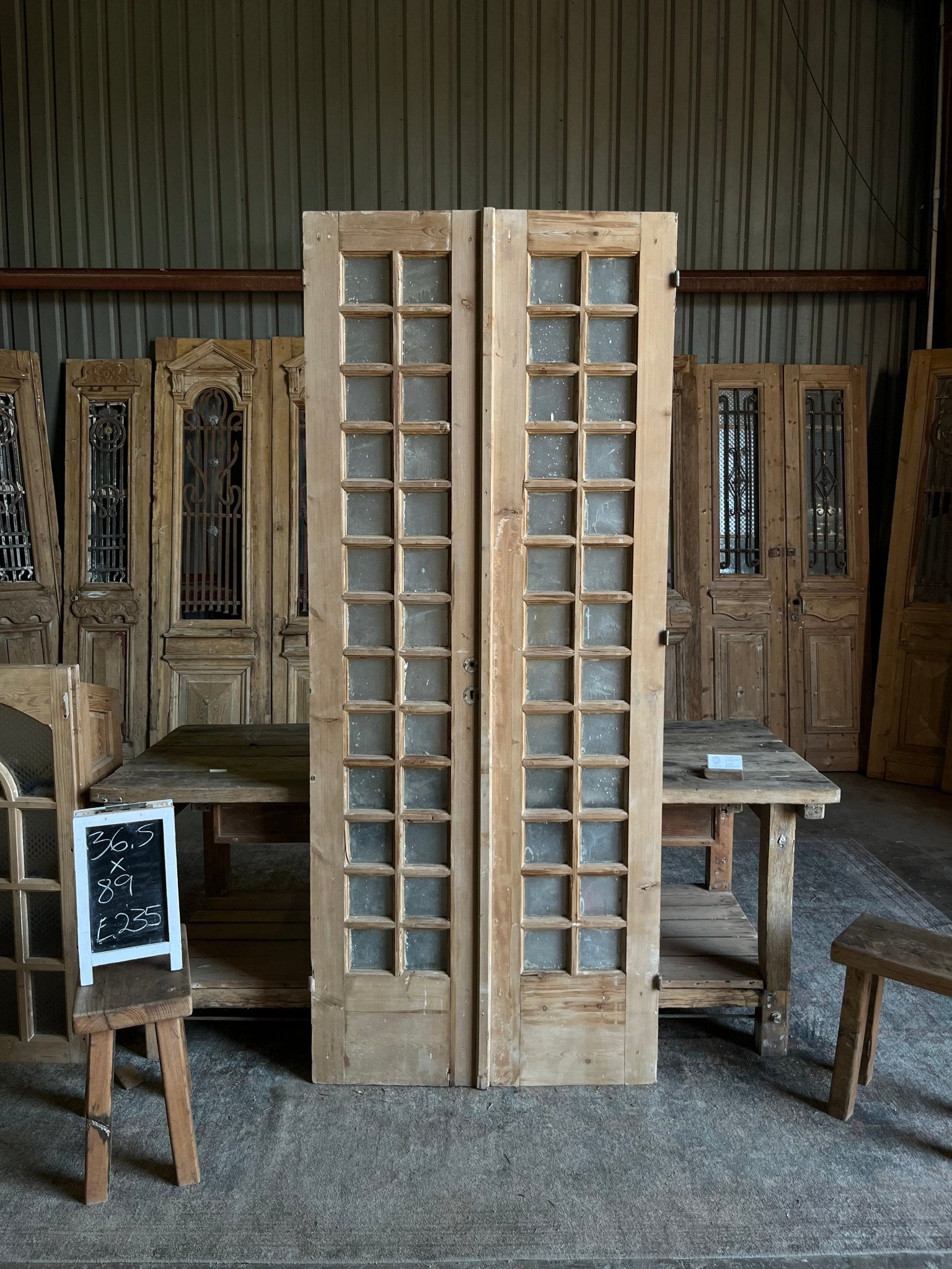 26 Light Antique Glass French Doors - 36.5x89 E235