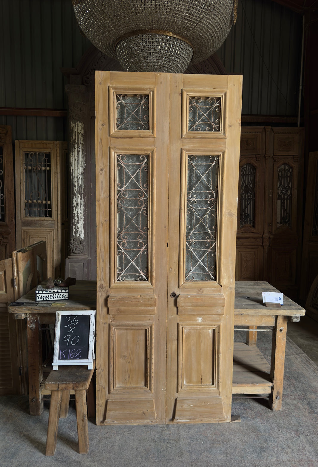 Stately Antique Iron French Doors - 36x90 K168
