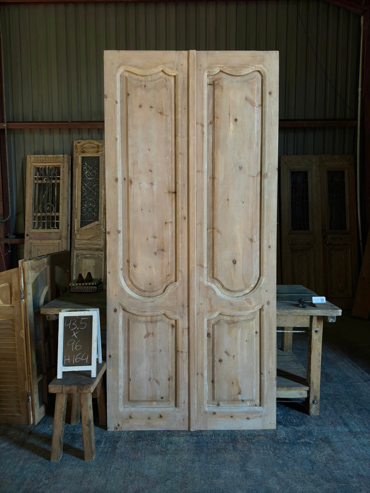 (Pierre) Handcrafted Solid Wood French Doors - 43.5x96 H164