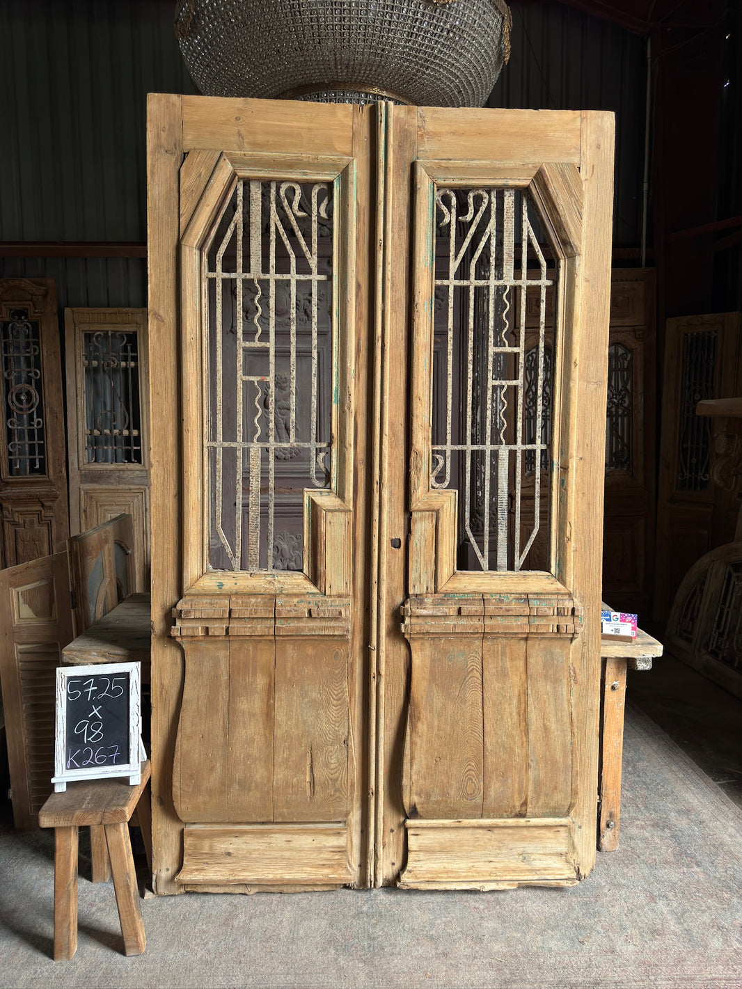 Large Antique Iron Entry Doors - 57.25x98 K267