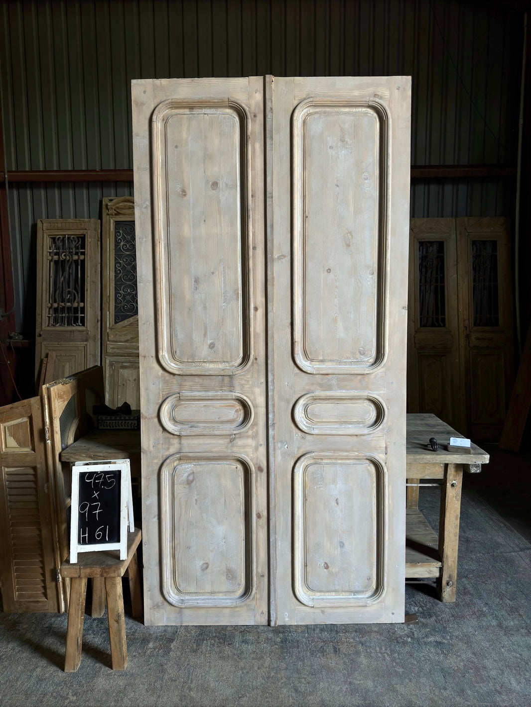 (Opal) Handcrafted Arch Molding Solid French Doors - 47.5x97 H61