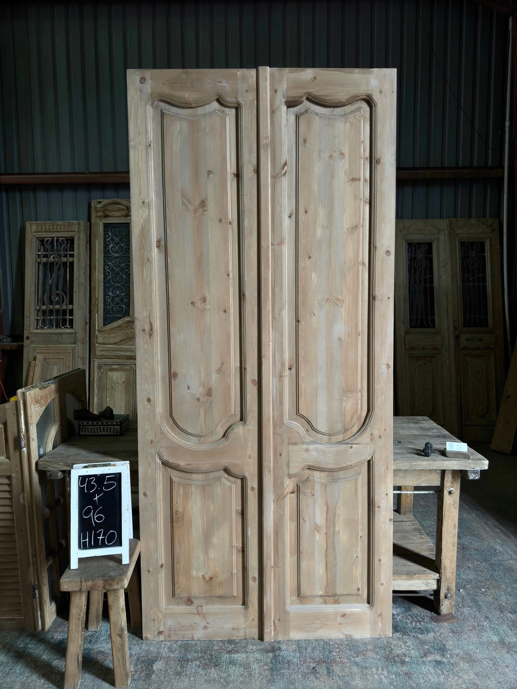 (Pierre) Handcrafted Solid Wood French Doors - 43.5x96 H170