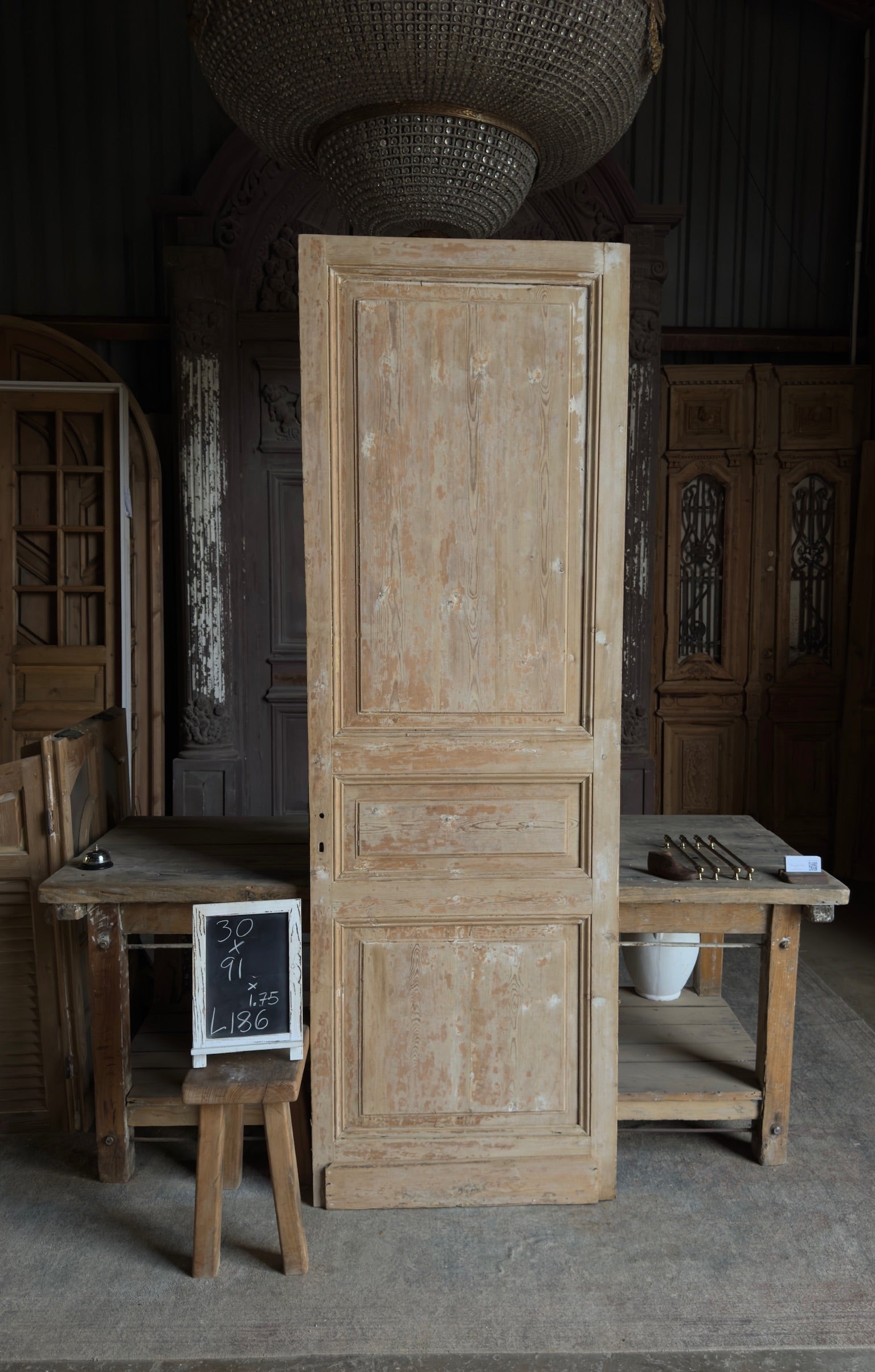 3 Panel Single Solid Antique Door - 30x91 - L186 – Magnolia Antique ...