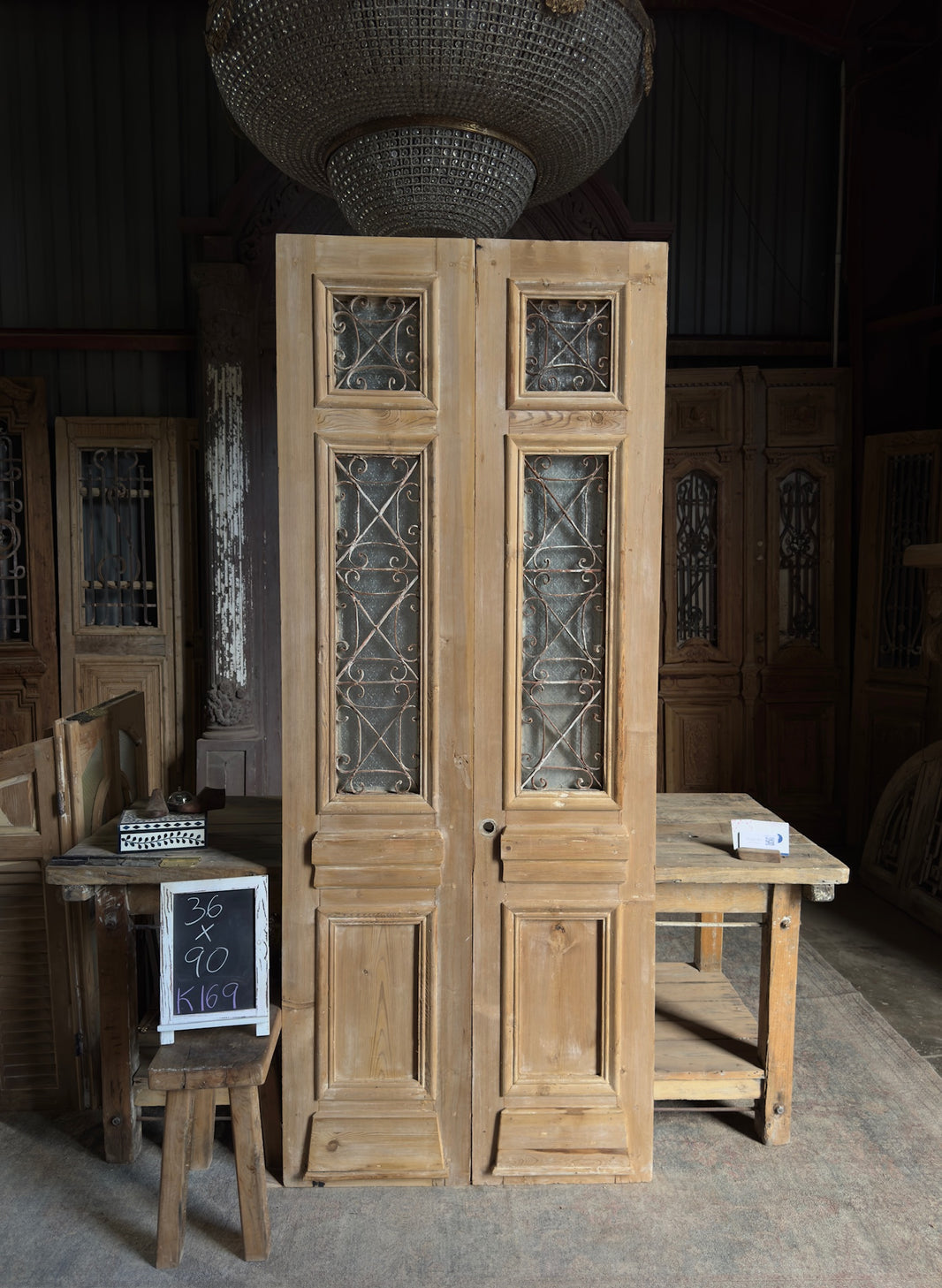 Stately Antique Iron French Doors - 36x90 K169